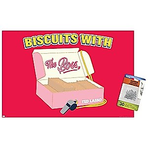 Trends International Ted Lasso - Biscuits With The Boss Wall Poster, 14.725" x 22.375", Premium Poster & Push Pin Bundle