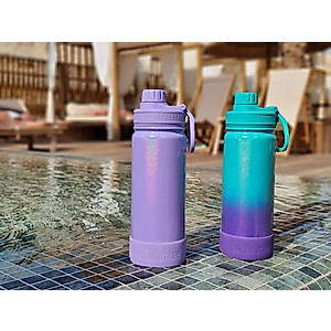 CHILLOUT LIFE 17 oz Kids Insulated Water Bottle for School with Leakproof Spout Lid and Cute Waterproof Stickers, Personalized Stainless Steel Thermos Flask Metal Water Bottle for Girls & Boys