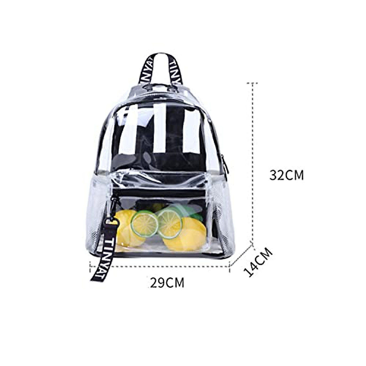 EKUIZAI Waterproof Transparent Backpack Clear School Book Bag Travel Bags Plastic Knapsack Kids Daypack (Black)(2546)