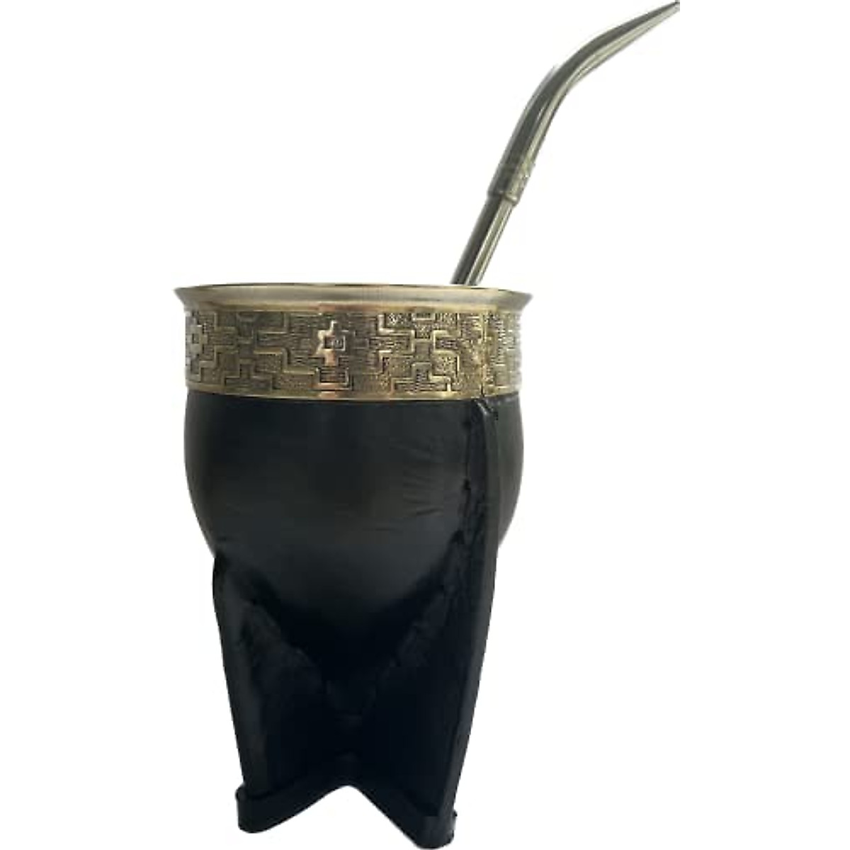 Genérico Mate Imperial Argentino Kit Mate (copa mate) y Bombilla de acero inoxidable, Mate de Calabaza, envuelto Cuero Hecho a Mano, incluye un Packing premium