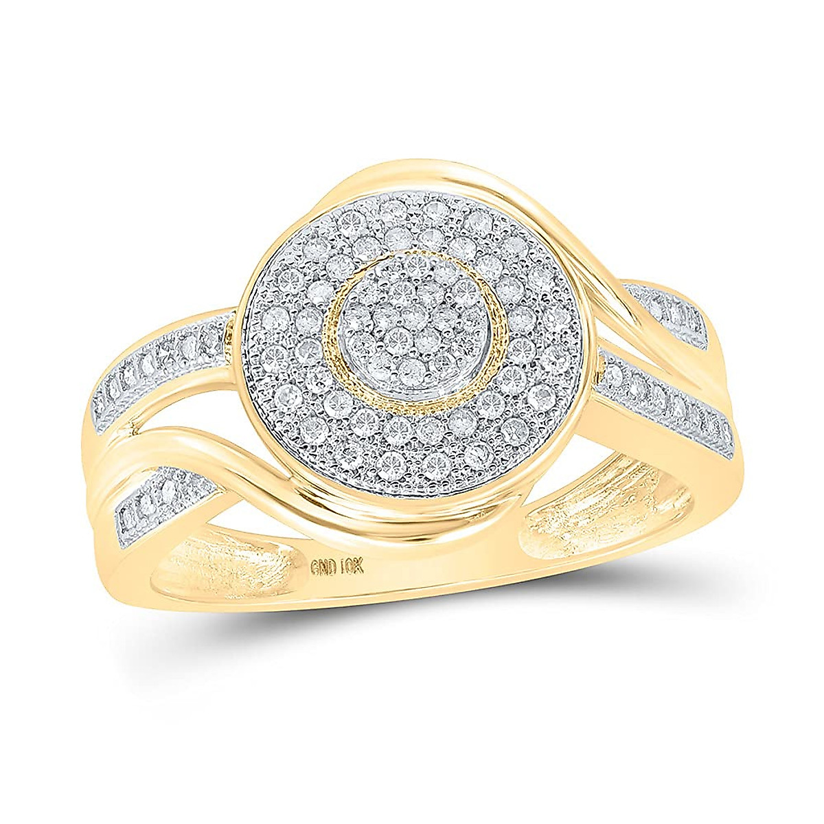 The Diamond Deal 10kt Yellow Gold Womens Round Diamond Circle Cluster Ring 1/4 Cttw