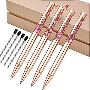 Ballpoint Pens,Rose Gold Metal Pen Refills Bling Glitter Sand glass Advertisement Pen Black Ink for Office Supplies