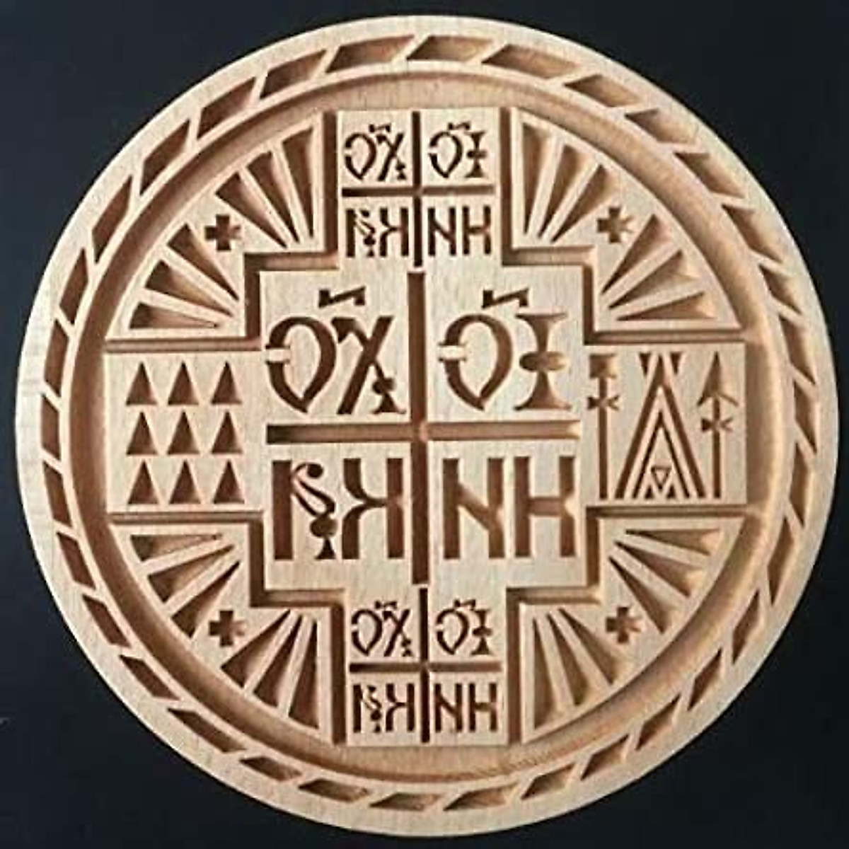 GRECIAN Stamp For The Holy Bread Orthodox Liturgy/Wooden Hand Carved Traditional Prosphora ΙΣ ΧΣ NIKA IC XC NIKA ІС ХС НІКА НИКА GREEK (Diameter: 3.15-7.87 inches / 80-200 mm)