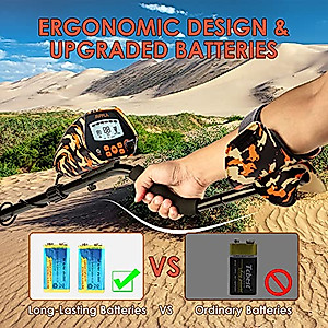 Professional Gold Detector for Adults Waterproof - Higher Accuracy Metal Detectors Lightweight 11" Coil Metales Silver Coil Finder Pinpoint Notch Detecting - SUFFLA SMD02A Camouflage Orange