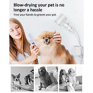 CozyOasis Hair Dryer Holder Wall Mounted Adhesive Blow Dryer Rack Storage Hanger Organizer for Bathroom Vanity Soporte para Secadora de Pelo (White)