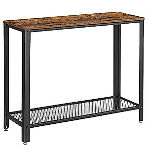 VASAGLE Standing Baker's Racks, 30.6" H, Rustic Brown & Console Table, Sofa Table, Metal Frame, Easy Assembly, for Entryway, Living Room, Rustic Brown ULNT80X