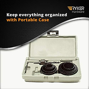 10-Piece Hole Saw Kit for Wood | Durable Carbon Steel Power Drill Hole Cutter with High Precision Cutting Teeth – Woodworking HCS Hole Saw Kit for Wood, PVC, Plastic, Drywall