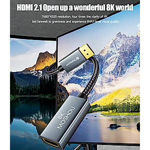 SIKAI CASE DisplayPort 1.4 to HDMI 2.1 Adapter, Support 4k@120Hz, 8K@60Hz, HDR, Uni-Directional Converter for RTX3080/3090, RX6800/6900 and More