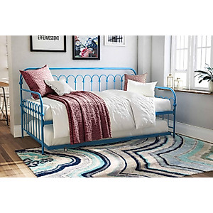 Novogratz Bright Pop Metal Daybed with Roll Out Trundle - Chic, Stylish, Space-Saving Design - Includes Sturdy Steel Slats