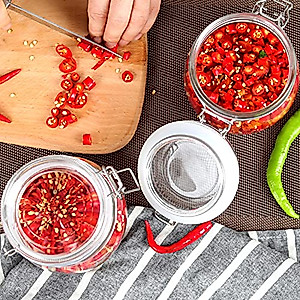 BPFY 4 Pack 32 oz Glass Jars With Airtight Lids And Leak Proof Rubber Gasket, Wide Mouth Mason Jars with Hinged Lids for Food Storage, Cereal, Pasta, Sugar, Beans, Pickle Jars, Kitchen Canisters