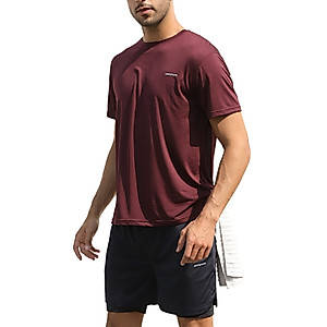 GRAMVAL Men's Crew T-Shirt,Light Weight Dry-Fit Moisture Wicking Active Athletic Performance Burgundy