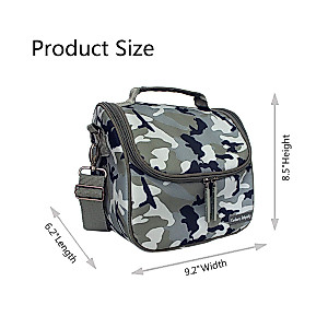 Kindness Footprint Camo Lunch Bag Insulated Lunch Box Detachable Adjustable Strap… (Camo Grey)