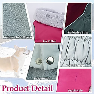 MKubwaa Polar Fleece Dog Jacket, Reflective Dog Cold Weather Coat Vest for Small Medium Dogs, Winter Waterproof Puppy Clothes with Fur Collars, Comfortable Thicken Pet Winter Apparel(Red-XL)