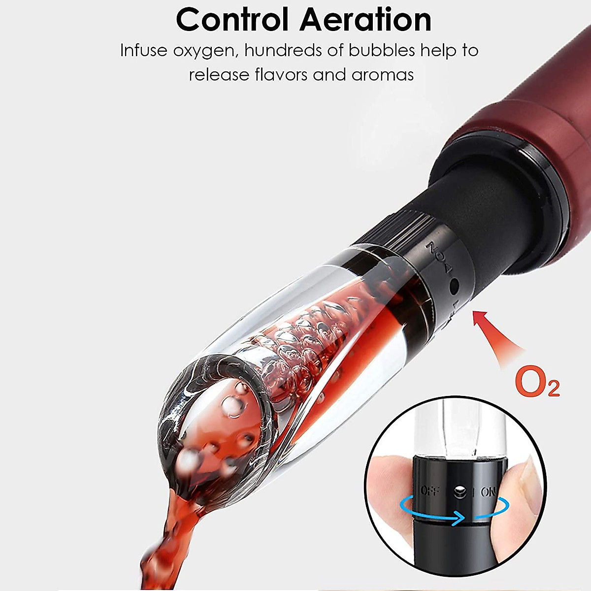 Z-oneMart 2Pcs Wine Aerator Pourer Spout Premium Aerator Wine Pourer Decanter Rich Finish and Bubbles, No-Drip, Spill, Brithday Christmas Gifts for Wine Lover Black