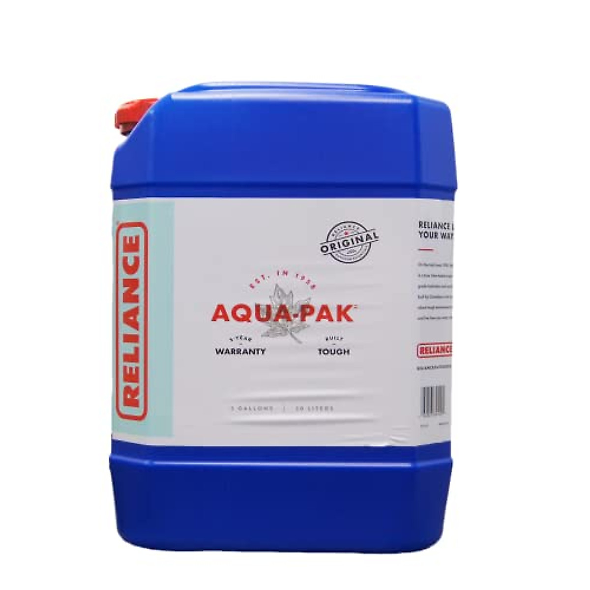 Reliance Products Aqua-Pak 5 Gallon Rigid Water Container, Blue, 11.5 Inch x 9.1 Inch x 15.4 Inch