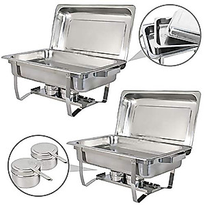 Uniquely Designed Frame, 4 Pack Catering Stainless Steel Chafer Chafing Dish Sets 8 Qt Party Pack