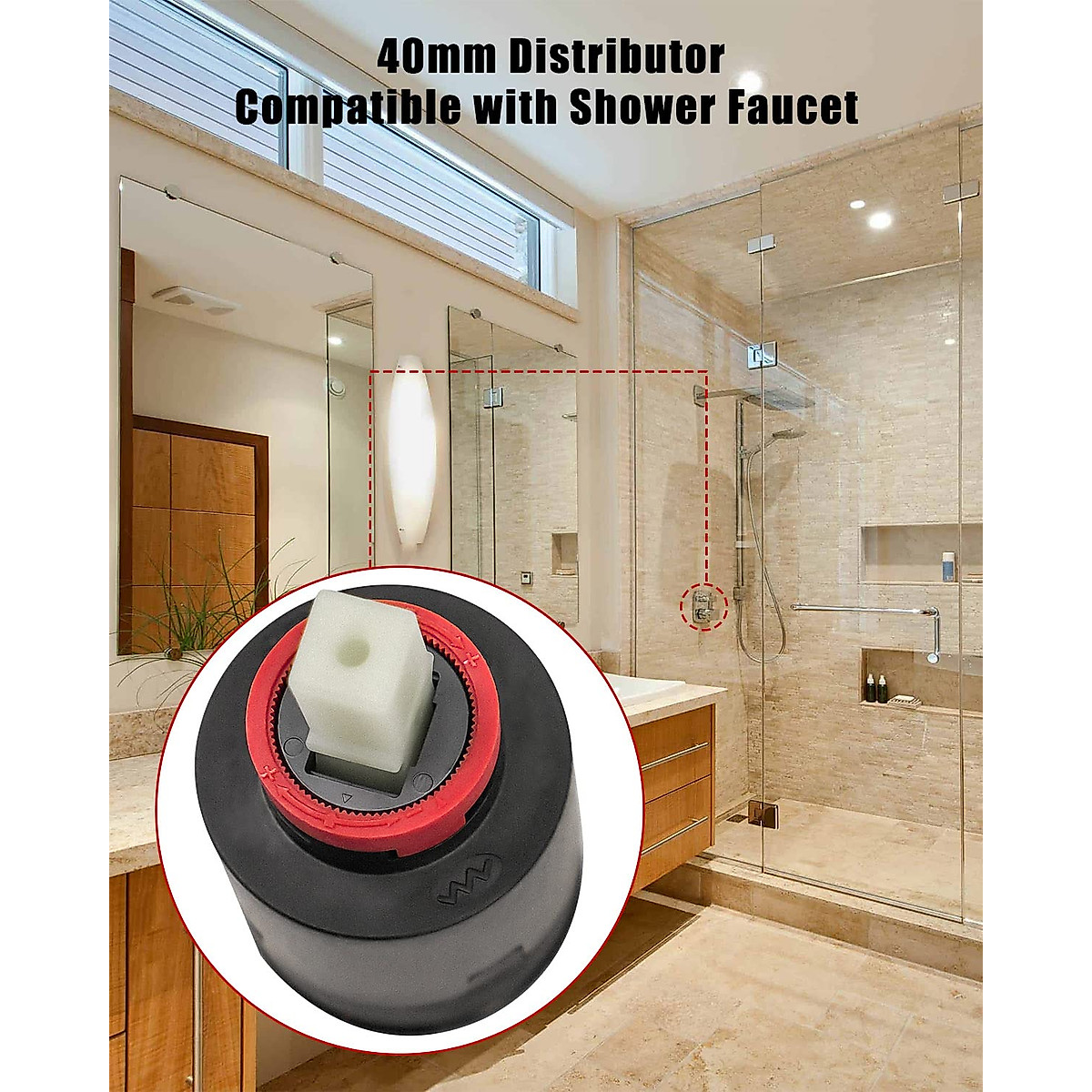 Qnbes Pressure Balance Cartridge 40mm with Distributor Replace 40PHF-2 Compatible with Shower Faucet (Cartridge Only)