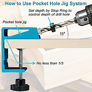 Pocket Hole Jig Kit with 3 Drill Hole Dowel Drill Joinery Screw Kit Wood Woodwork Guides Joint Angle Tool All-In-One Drill Hole System Set -Upgrade Version