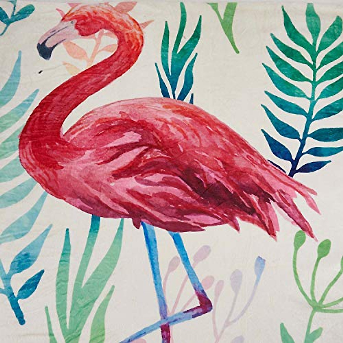 VIVILINEN Flannel Throw Blankets Flamingo Pattern Super Soft Fleece Plush Lap Blankets for Bed Couch Sofa (55"x 72", White)