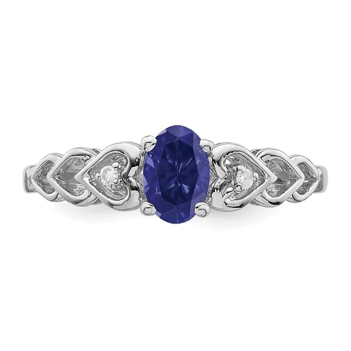 IceCarats 925 Sterling Silver Created Blue Sapphire Diamond Ring September Birthstone Jewelry Size 10