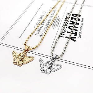 YOOESTORES82 Angel Necklace Cherub Necklace for Women,Angel Wings Pendant Necklace,Cupid Guardian Y2K Aesthetic Necklace (Gold)