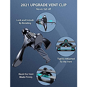 2022 Upgraded Auto Clamp Cell Phone Holder for Car, VICSEED Car Phone Holder Mount Ultra Stable Car Phone Mount Strong Grip Air Vent Phone Car Holder Case Friendly Fit for iPhone 12 and All Smartphone
