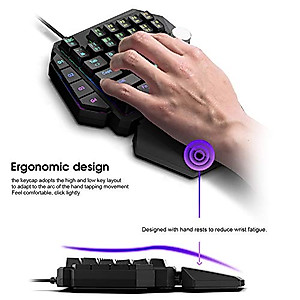 070 44 Keys One Handed Keyboard, RGB Backlight Mechanical Keyboard, Gaming Keyboard for PC, Computer Peripherals