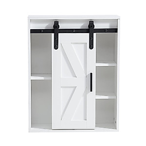 SQLIFE Bathroom Wall Cabinet, Medicine Cabinet with Adjustable Door, Over The Toilet Storage Wall Mounted Cabinets for Bathroom Laundry Room Kitchen, Cupboard (White)