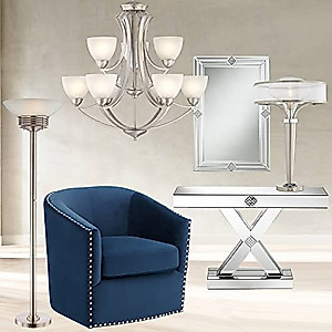 Possini Euro Design Milbury Satin Nickel Chandelier 30" Wide Modern White Alabaster Glass 2 Tier 9-Light Fixture for Dining Room House Foyer Entryway Kitchen Bedroom Living Room High Ceilings