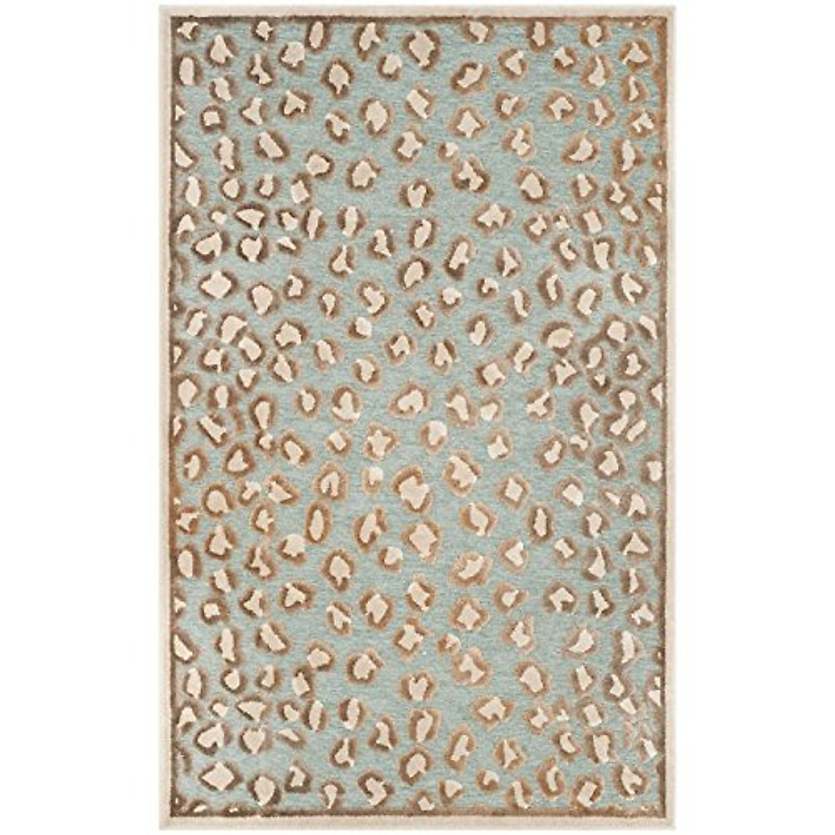 SAFAVIEH Paradise Collection Area Rug - 5'3" x 7'6", Stone & Aqua, Animal Print Viscose Design, Ideal for High Traffic Areas in Living Room, Bedroom (PAR84-3470)