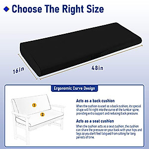 ROFIELTY Bench Cushion.Patio Cushions 48x16 inch for Outdoor/Indoor Furniture,Splash-Proof Outdoor Cushions for Patio Garden Outdoor Benches (48x16, Elegant Black)