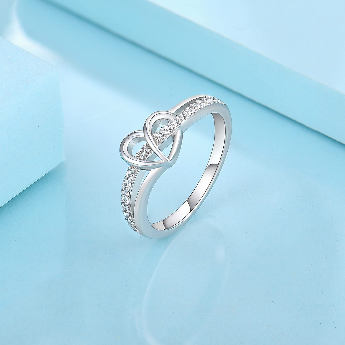 JO WISDOM Infinity Heart Statement Rings for Women 925 Sterling Silver Size 8