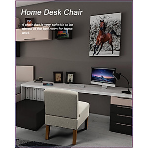 Armless Accent Chair for Bedroom, Modern Slipper Vanity Chair Living Room Chairs with Solid Wood Legs, Makeup Chair Fabric Comfy Upholstered Bedroom Chair Guest Chairs Reading Chair,Beige