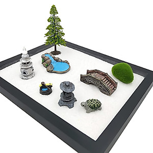 Trasfit 19 Pieces Zen Garden Accessories Kit, Office Desktop Mini Zen Gifts - Meditation Rock Sand/Fairy Garden Accessories or Micro Landscape Decoration Plant Pots Bonsai Craft Decor