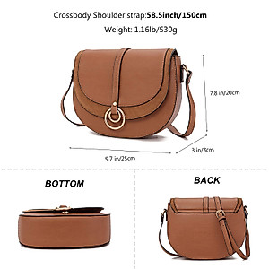 forestfish Women Crossbody Bag Saddle Bag Shoulder Bag Purse Handbag for Women Girls, Brown