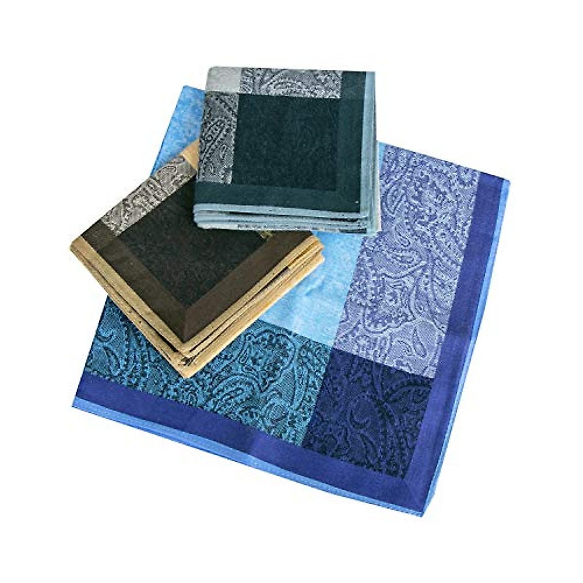 COOUSML Mens Soft Cotton Handkerchiefs Paisley Assorted Hankies Gift Set