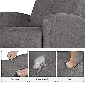 Yaheetech Fabric Recliner Chair Sofa Ergonomic Adjustable Single Sofa with Thicker Seat Cushion Modern Home Theater Seating for Living Room Matte Grey