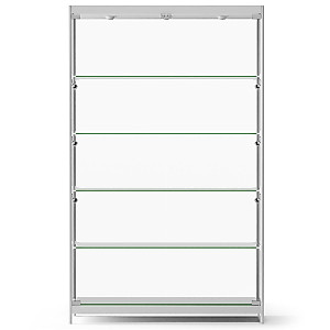 Displays2go Tempered Glass Showcases in Silver, Anodized Aluminum & Melamine, LED Lighting – Silver (LESC4816SV)