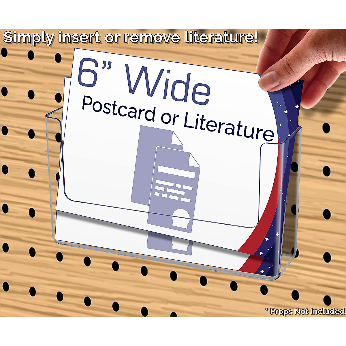 Marketing Holders 12 Pack Pegboard Postcard Bin for 6 Inch Printed Literature in Service Stations and Convenience Stores Space Saving Clear Acrylic Advertisement Display Organizer