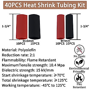 80 Pcs Copper Wire Lugs, Battery Terminal Connectors AWG 8 6 12/10 with Heat Shrink Set, 40 Pcs Heavy Duty Battery Cable Ends Ring Terminals Connectors with 40 Pcs Heat Shrink Tubing Assortment Kit