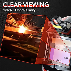 TRQWH Welding Helmets for Men Auto Darkening Welding Hood with LED Light True Color Solar Powered Welder Helmet Adjustable Wide Shade Range 4/9-13 Welder Mask for TIG MIG ARC Weld Plasma Cut Grinding