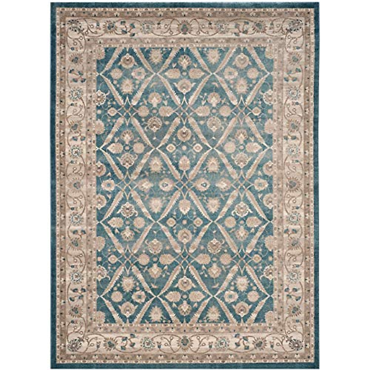 SAFAVIEH Sofia Collection 9' x 12' Blue / Beige SOF378C Vintage Oriental Distressed Non-Shedding Living Room Bedroom Dining Home Office Area Rug