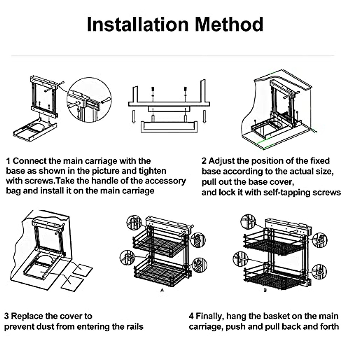 FYFUSATC Blind Corner 4 Tray Shelf Slide Out Kitchen Cabinet Organizer Pull Out Blind Corner Cabinet with Soft Close Pull Out Left Or Right Handed Open Kitchen Pull Out Shelf Organiser