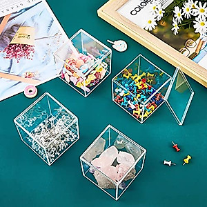 8 Pieces Clear Acrylic Plastic Square Cube Jewelry Box Mini Storage Box Mini Square Containers with Lids Storage Candy Box for Candy Pill and Tiny Jewelry (3.3 x 3.3 x 3.3 Inch)