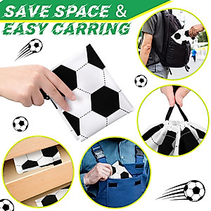 Shappy 24 Pieces Small Sport Drawstring Bags Candy Bag Party Goodie Favor Supplies Gifts for Sports (Soccer, 9.8 x 11.8 Inch)
