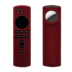 Case for Amazon Fire TV Remote with AirTag Holder | Fire TV Stick Remote Holder with Air Tag | Deluxe Silicone Fire TV Remote Protection | Amazon Remote Anti-Loss System (Red)