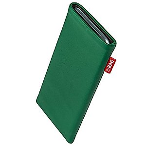 fitBAG Beat Green Custom Tailored Sleeve for Oppo Reno2 | Made in Germany | Fine Nappa Leather Pouch case Cover with Microfibre Lining for Display Cleaning