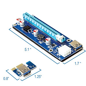 PCIe Riser Card Latest Adapter 6-Pin 1x to 16x For Mining GPU Riser Adapter Flexibility Extension Cable 6-Pin PCI-E to SATA Power Cable For Bitcoin & Crypto Mining Ethereum Mining ETH