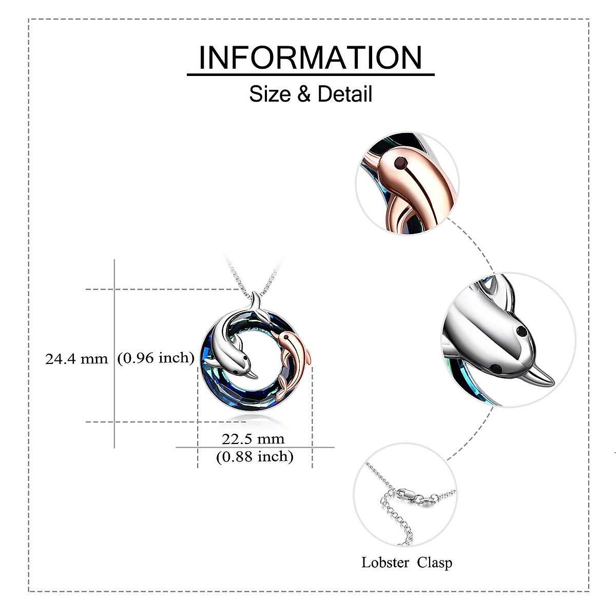 ONEFINITY Dolphin Necklaces Sterling Silver Crystal Dolphin Pendant Ocean Jewelry Necklace for Women