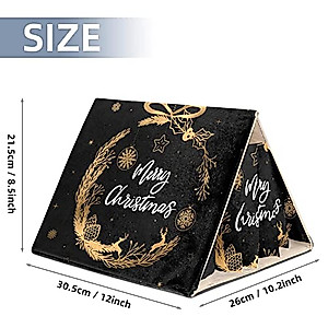 enheng Small Pet Hideout Gold Merry Christmas Wreath-01 Hamster House Guinea Pig Playhouse for Dwarf Rabbits Hedgehogs Chinchillas